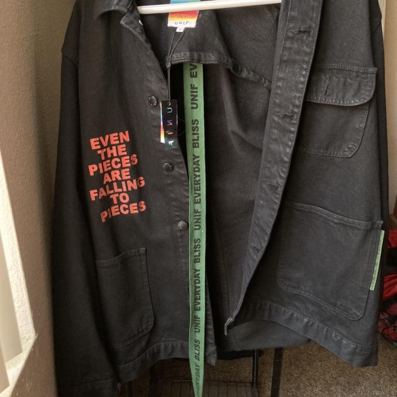 UNIF Men's Black and Red Jacket | Depop