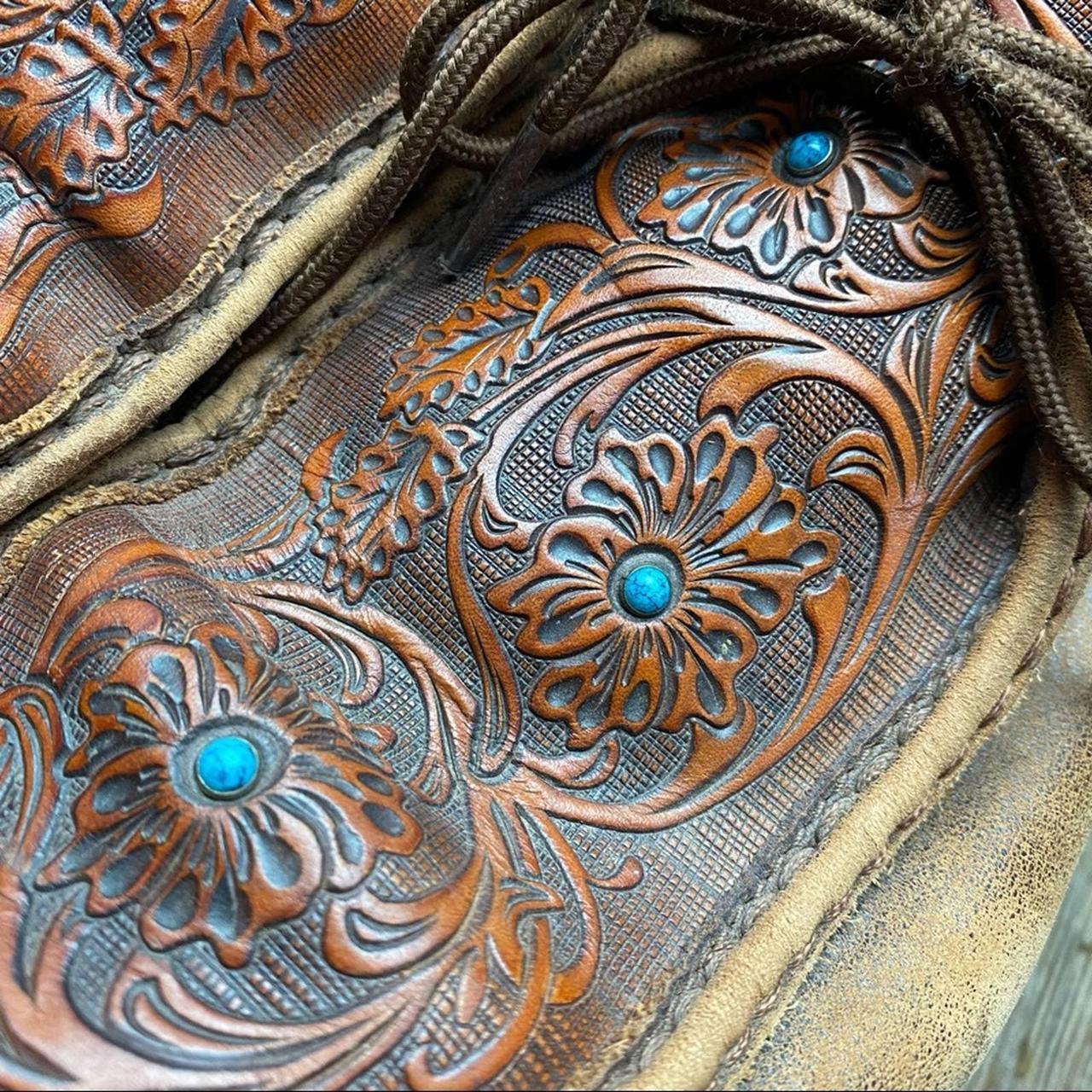Twisted X’s Tooled Leather Turquoise Stone... - Depop