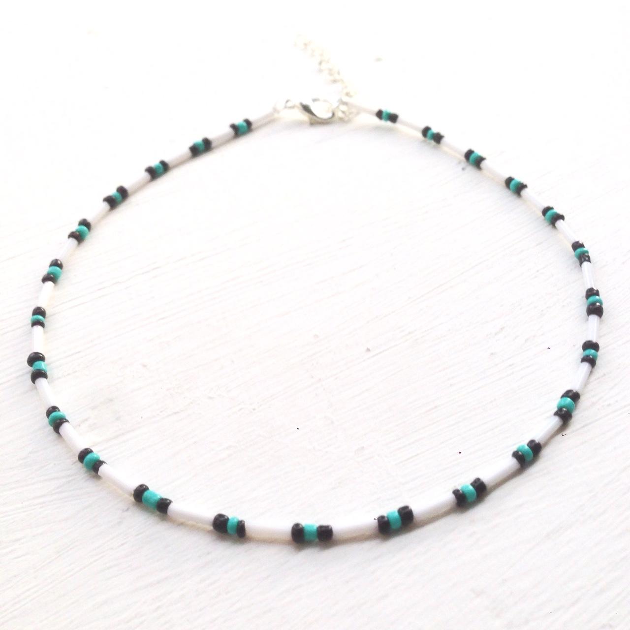 Beaded Choker Brand New Handmade Turquoise, Black &... | Depop