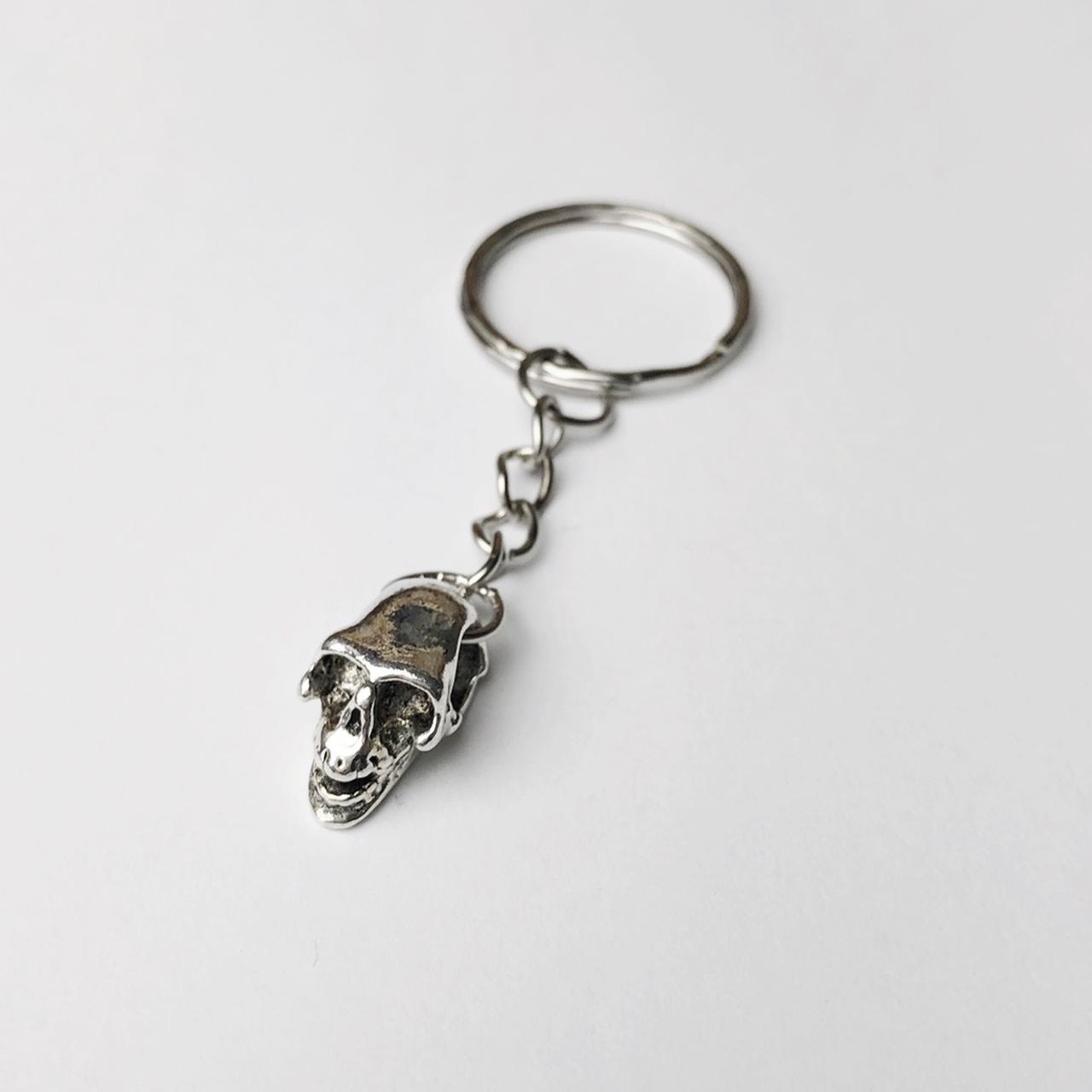 Brand New Handmade Silver Skull Head Keyring. Dangly... - Depop