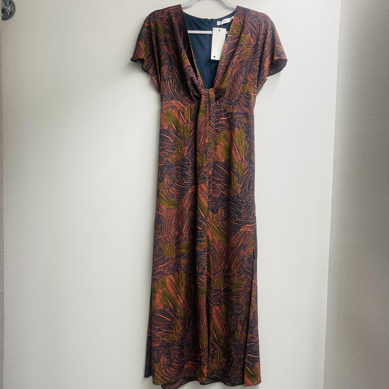 LUSH Clothing feather print maxi dress Size -... - Depop