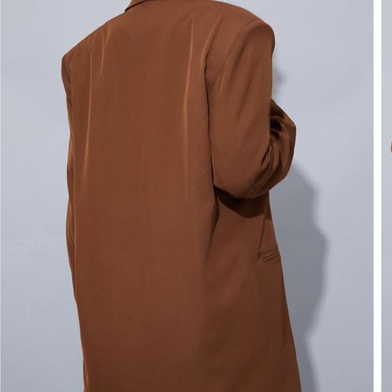 PLT chocolate oversized shoulder padded blazer Size... - Depop