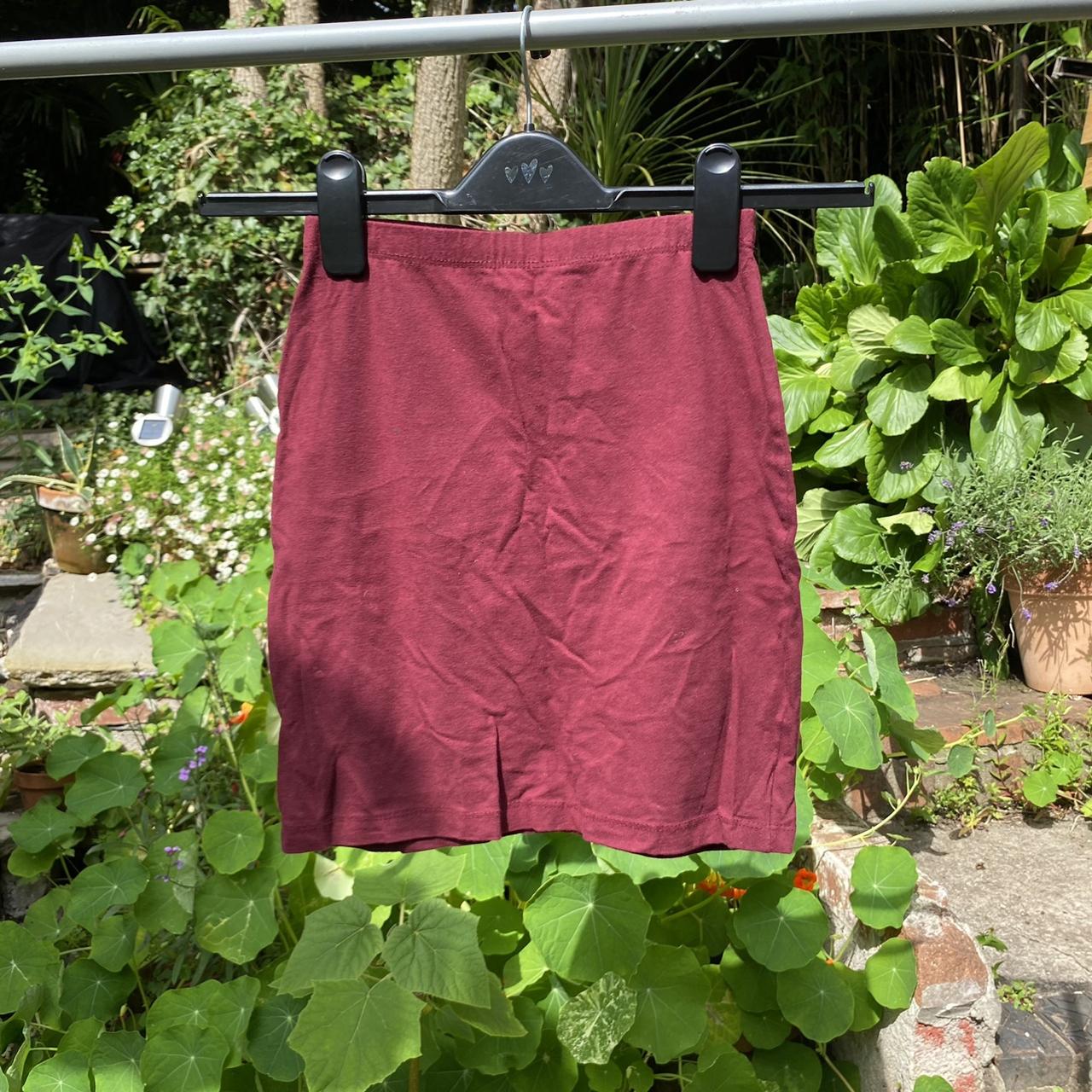 Burgundy/ red mini skirt Primark size 4 ⚡️items... - Depop