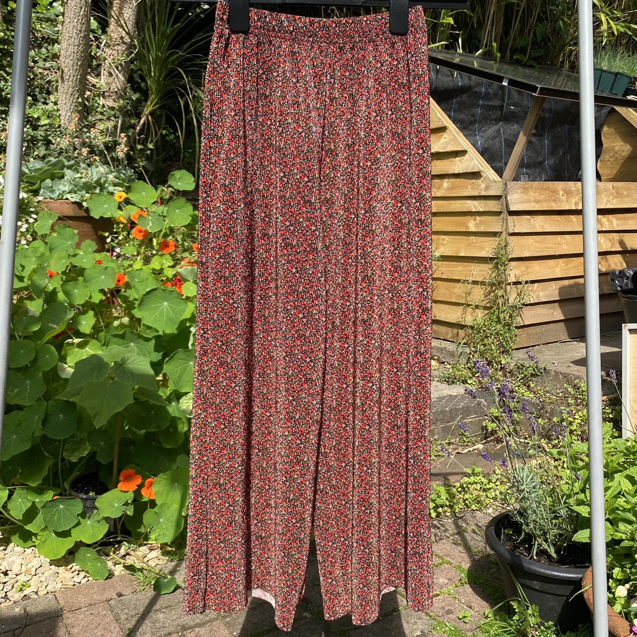 Plisse culottes in floral design Originally from... - Depop