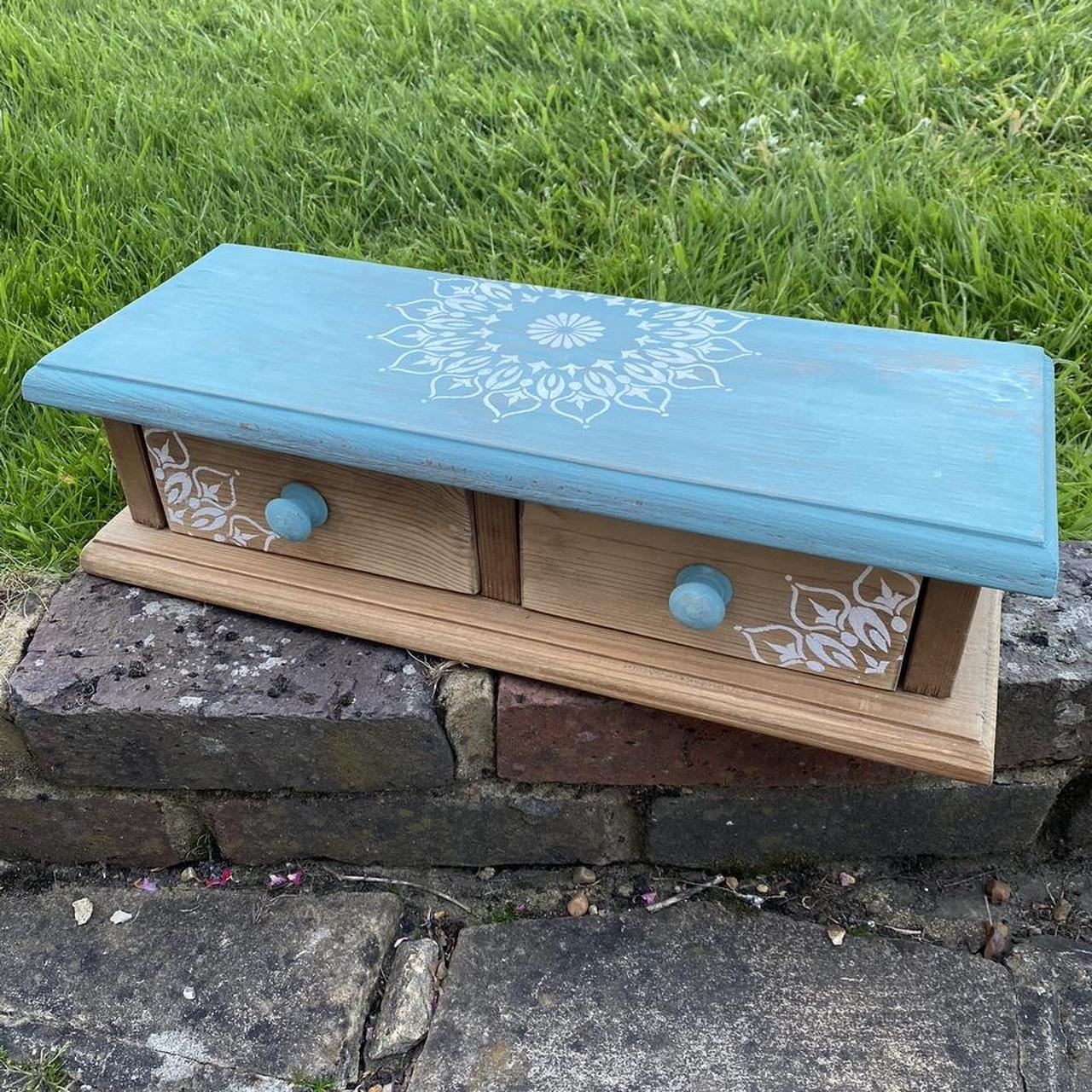 Lovely wooden upcycled table top drawers. - Depop