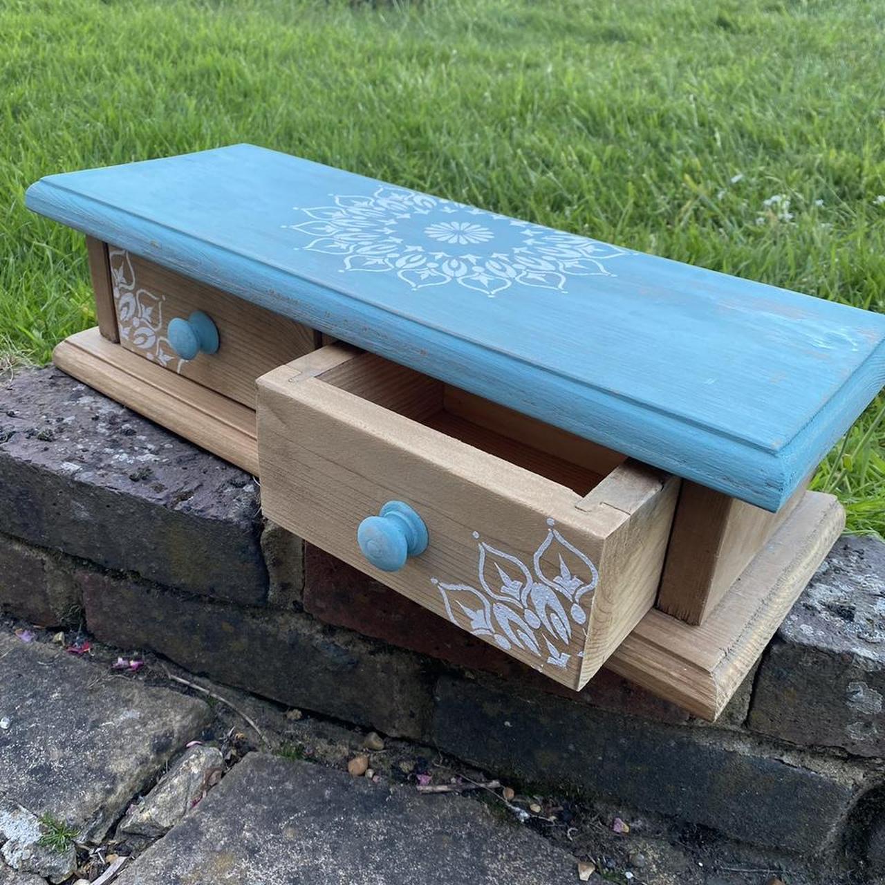 Lovely wooden upcycled table top drawers. - Depop