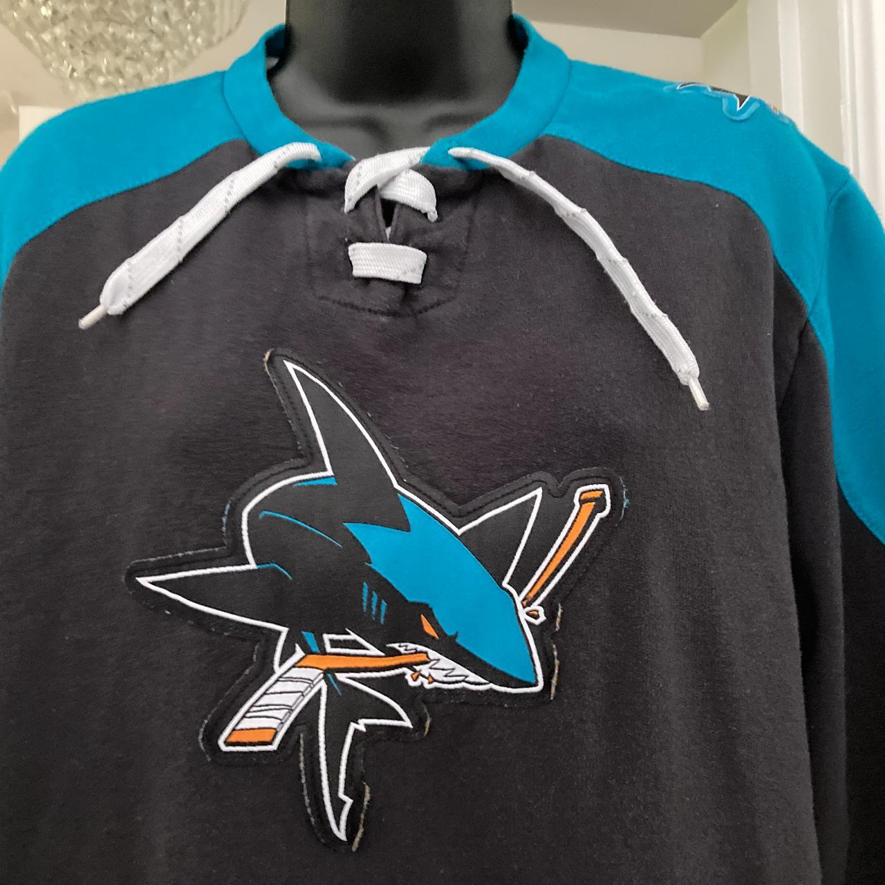 San Jose sharks ice hockey jersey. Vintage worn... - Depop San Jose sharks ice hockey jersey. Vintage worn... - Depop