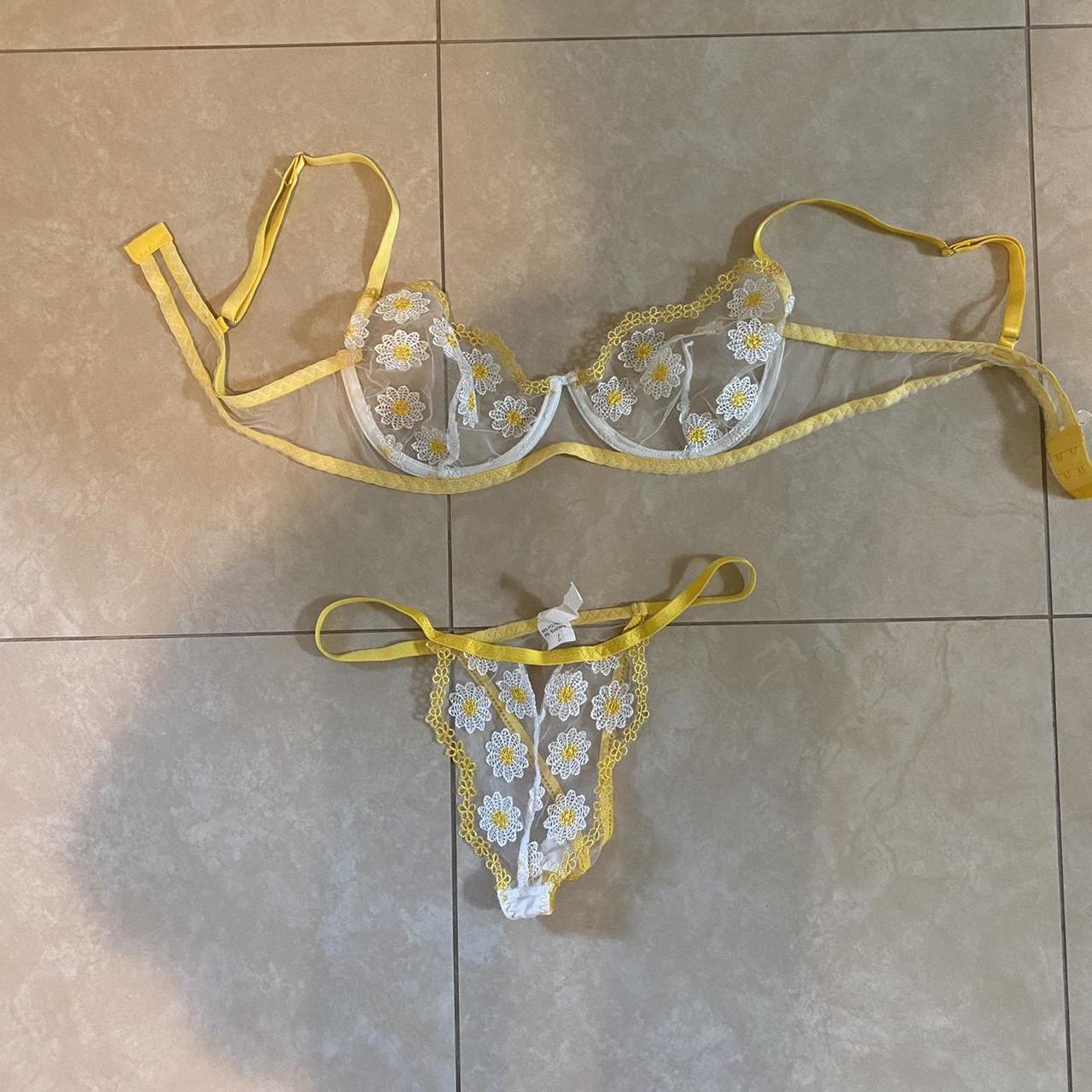 Worn once yellow sunflower bra lingerie top with... - Depop