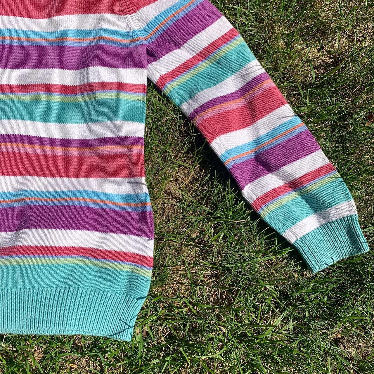 VINTAGE MULTI-COLORED STRIPED SWEATER - size M but... | Depop