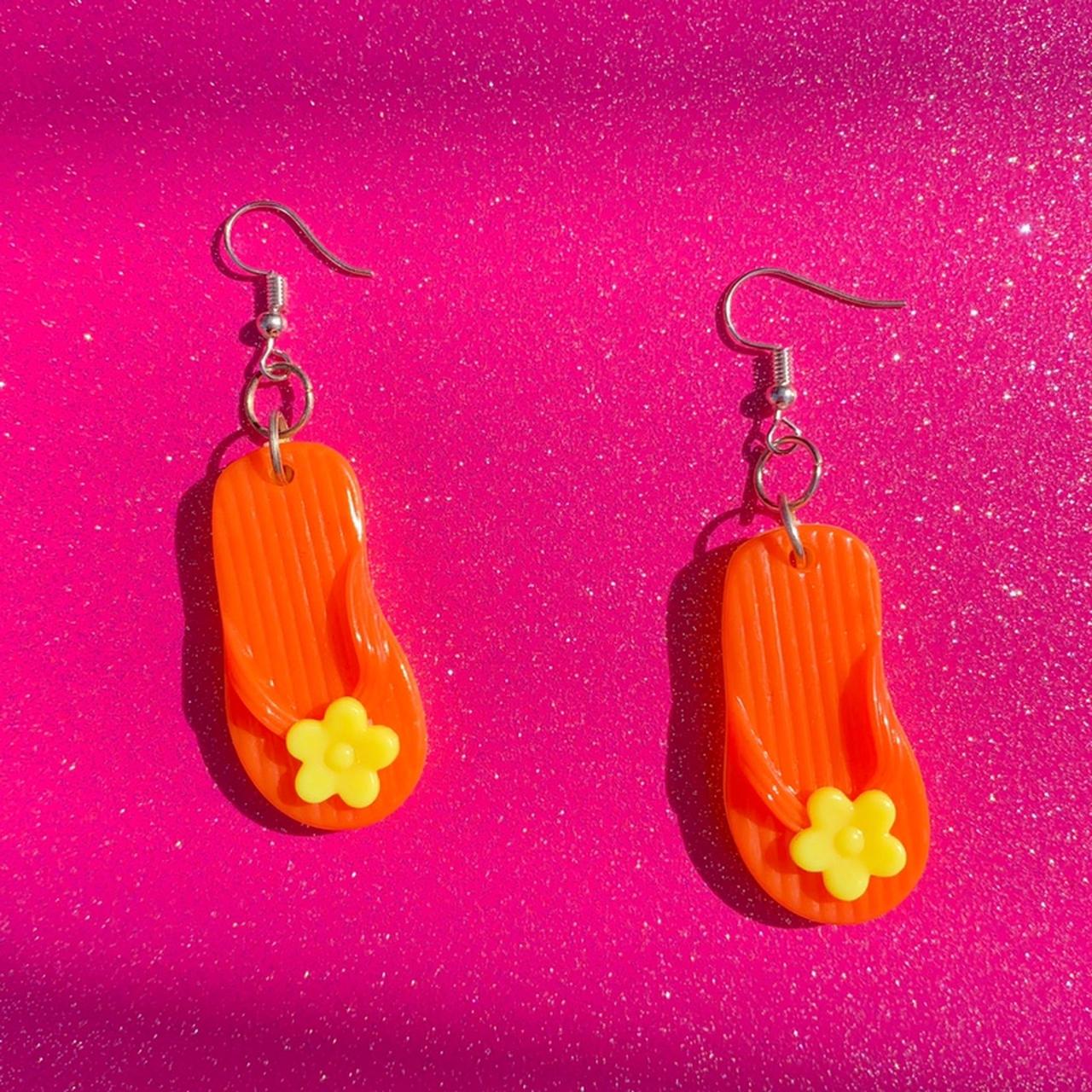 Cute little orange and yellow sandal earrings.... - Depop