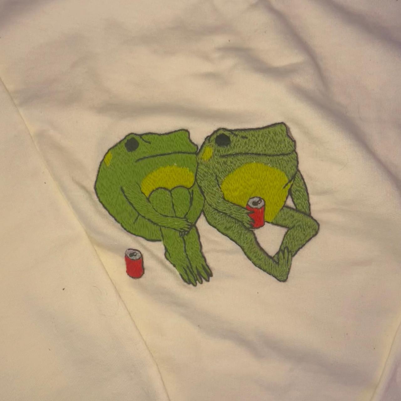Hand Embroidered Frog Sweater - Depop