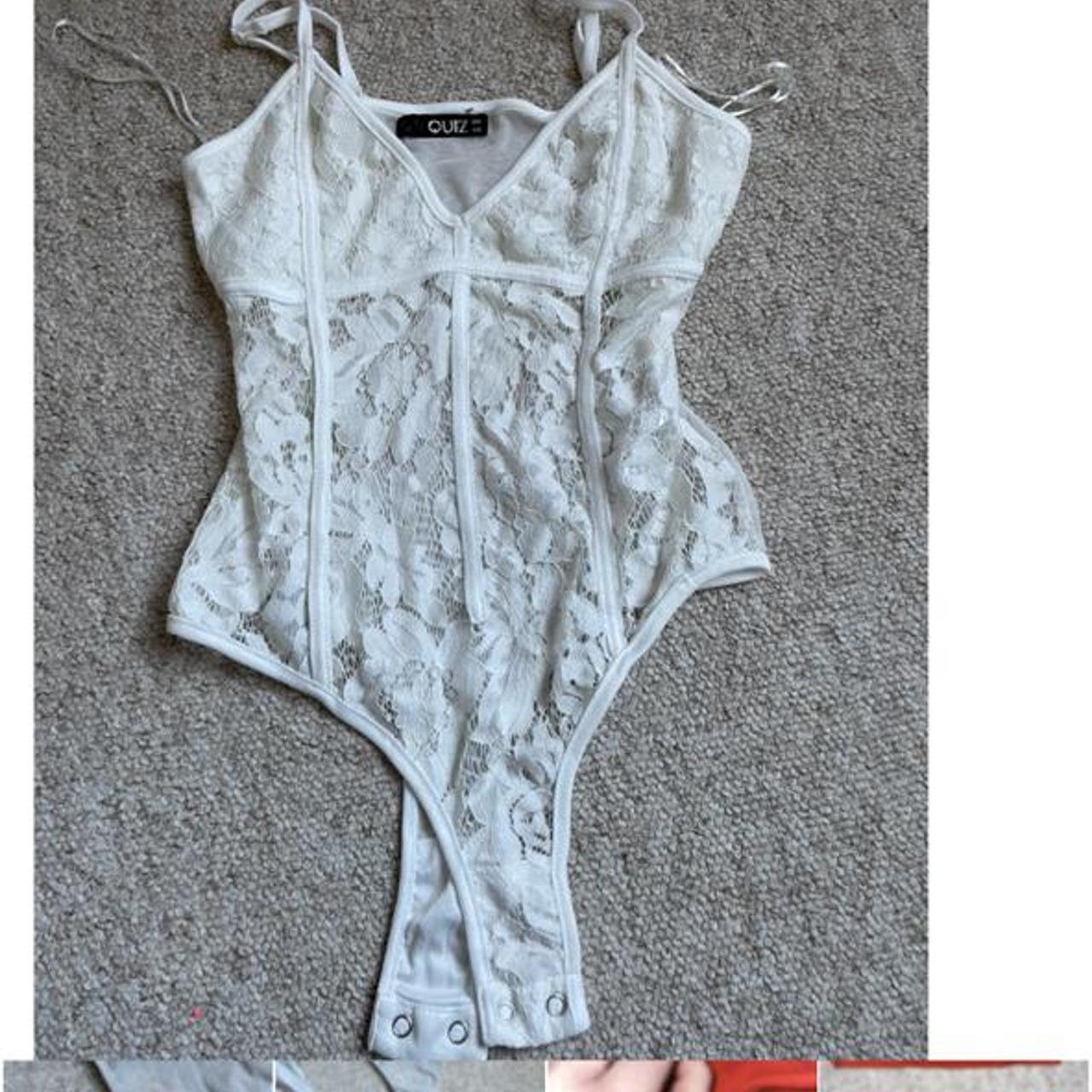 Quiz white mesh bodysuit SIZE 8 Worn once or twice,... - Depop