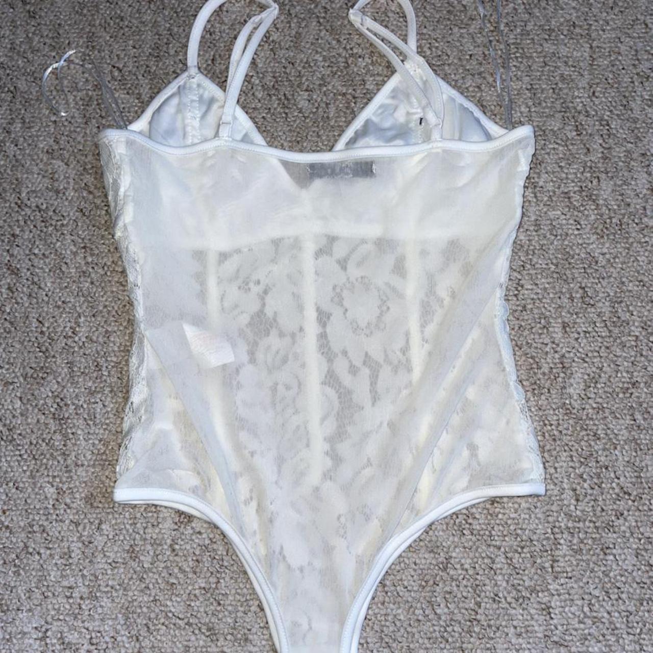 Quiz white mesh bodysuit SIZE 8 Worn once or twice,... - Depop