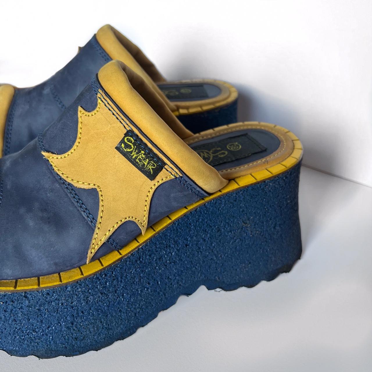 Rare vintage 90s Swear London dark blue/yellow... - Depop