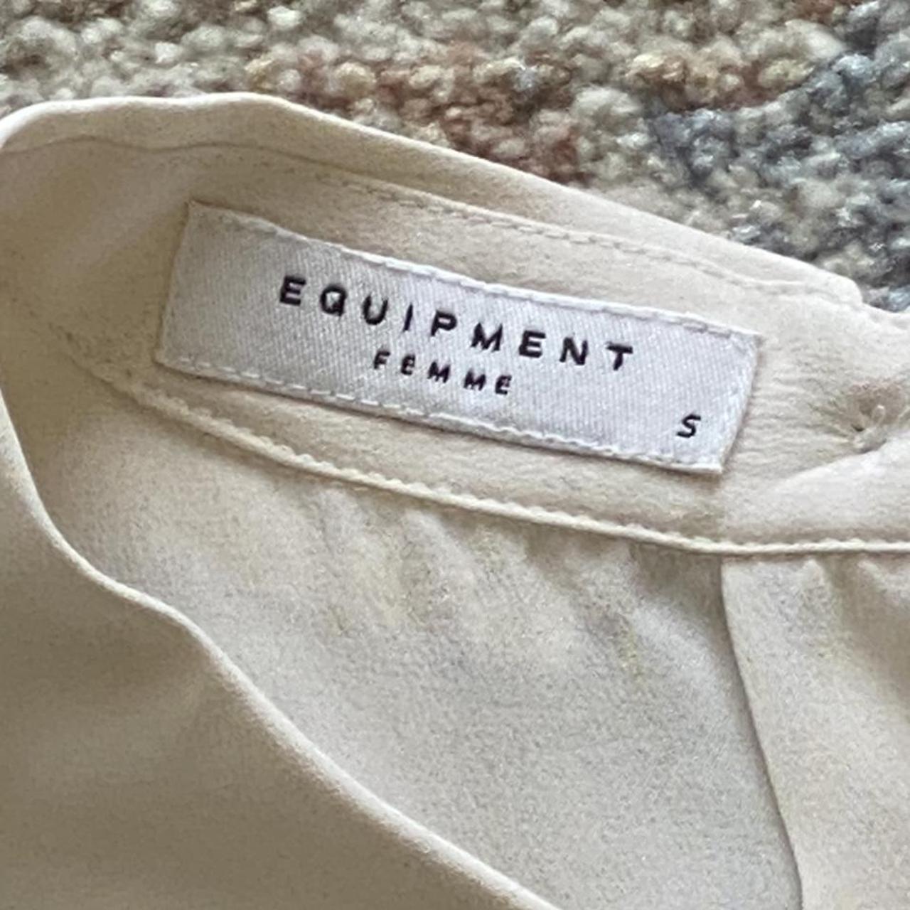 vintage equipment back button up blouse with French... - Depop