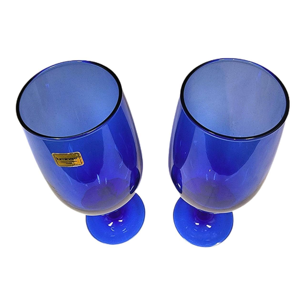 2 Gorgeous Vintage Luminarc Cobalt Blue Iced... - Depop