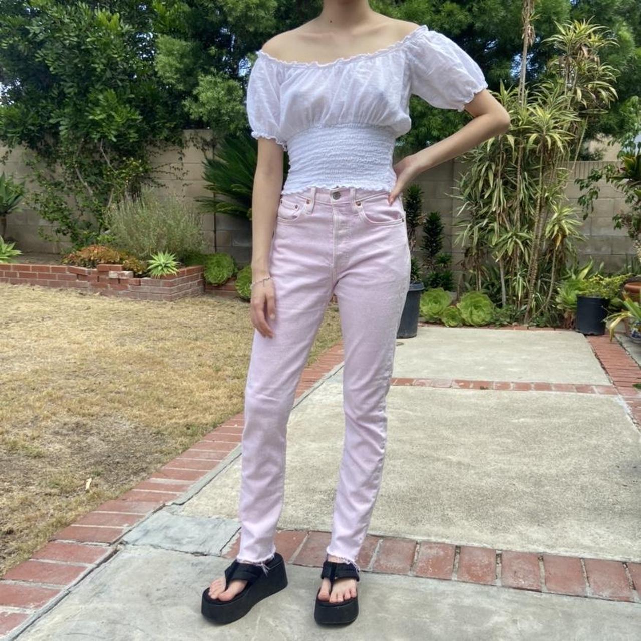 Baby Pink High Rise Levi’s 501 Straight Leg Jeans... - Depop