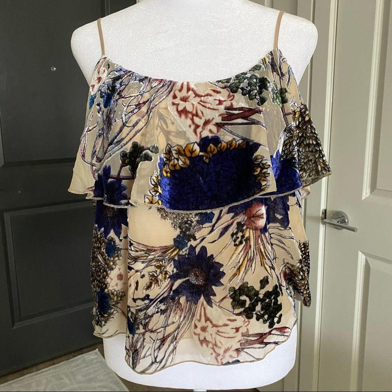 Willow & Clay Women's Cream and Blue Blouse | Depop