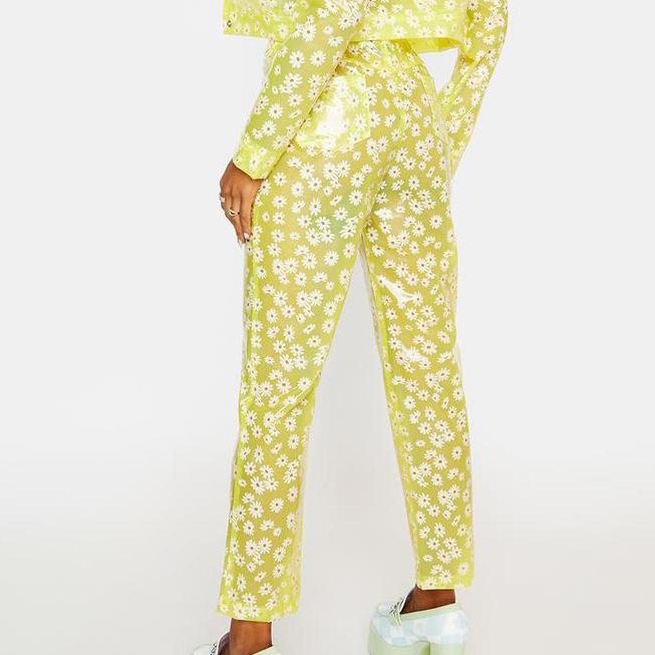 🌼Dollskill vinyl Daisy print yellow pants 🌼Actual... - Depop