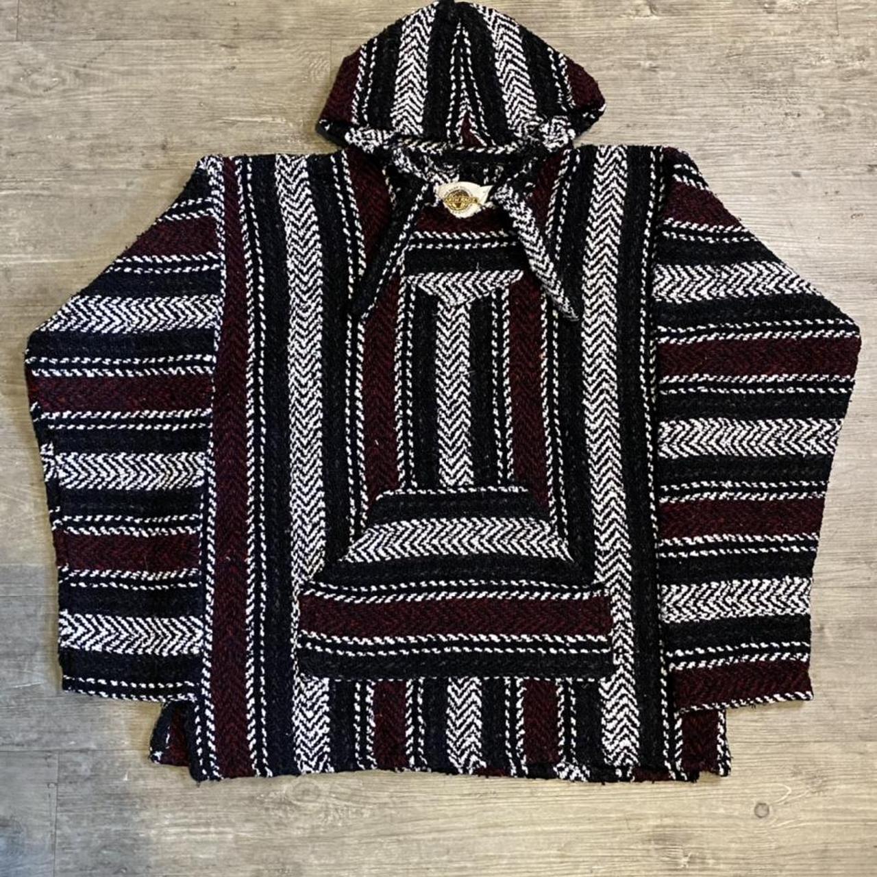 Vintage Mexican Baja Capucha Drug rug Hoodie - M... - Depop
