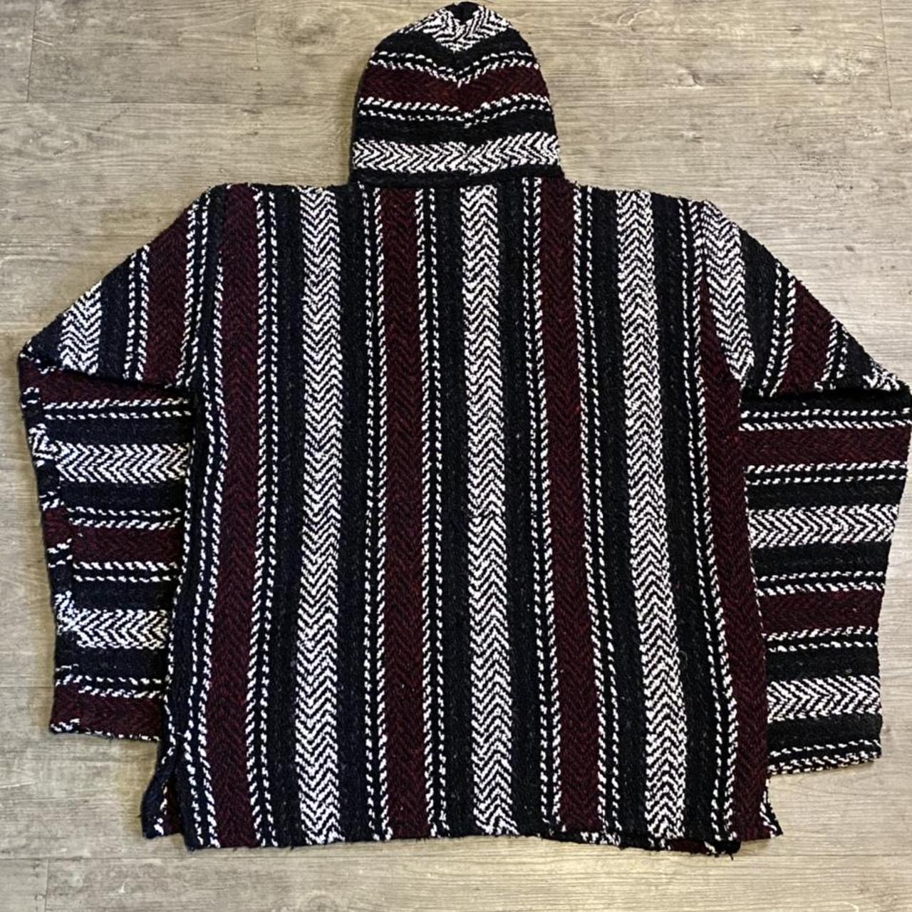 Vintage Mexican Baja Capucha Drug rug Hoodie - M... - Depop