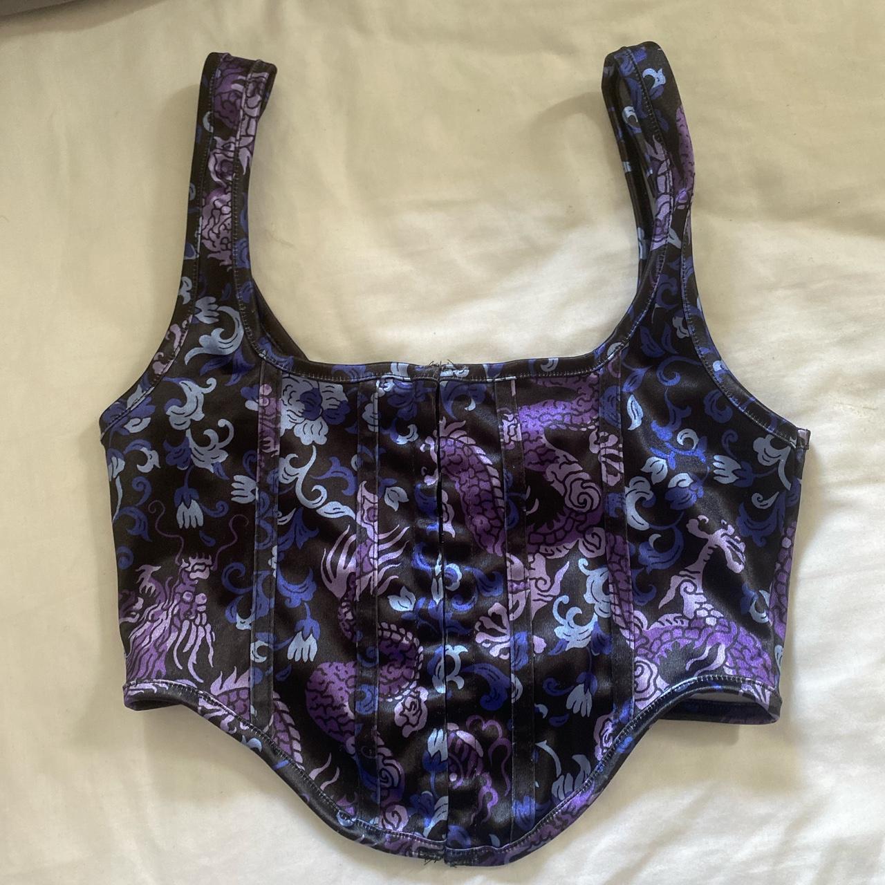 Motel rocks dragon corset top . Satin material Only... - Depop