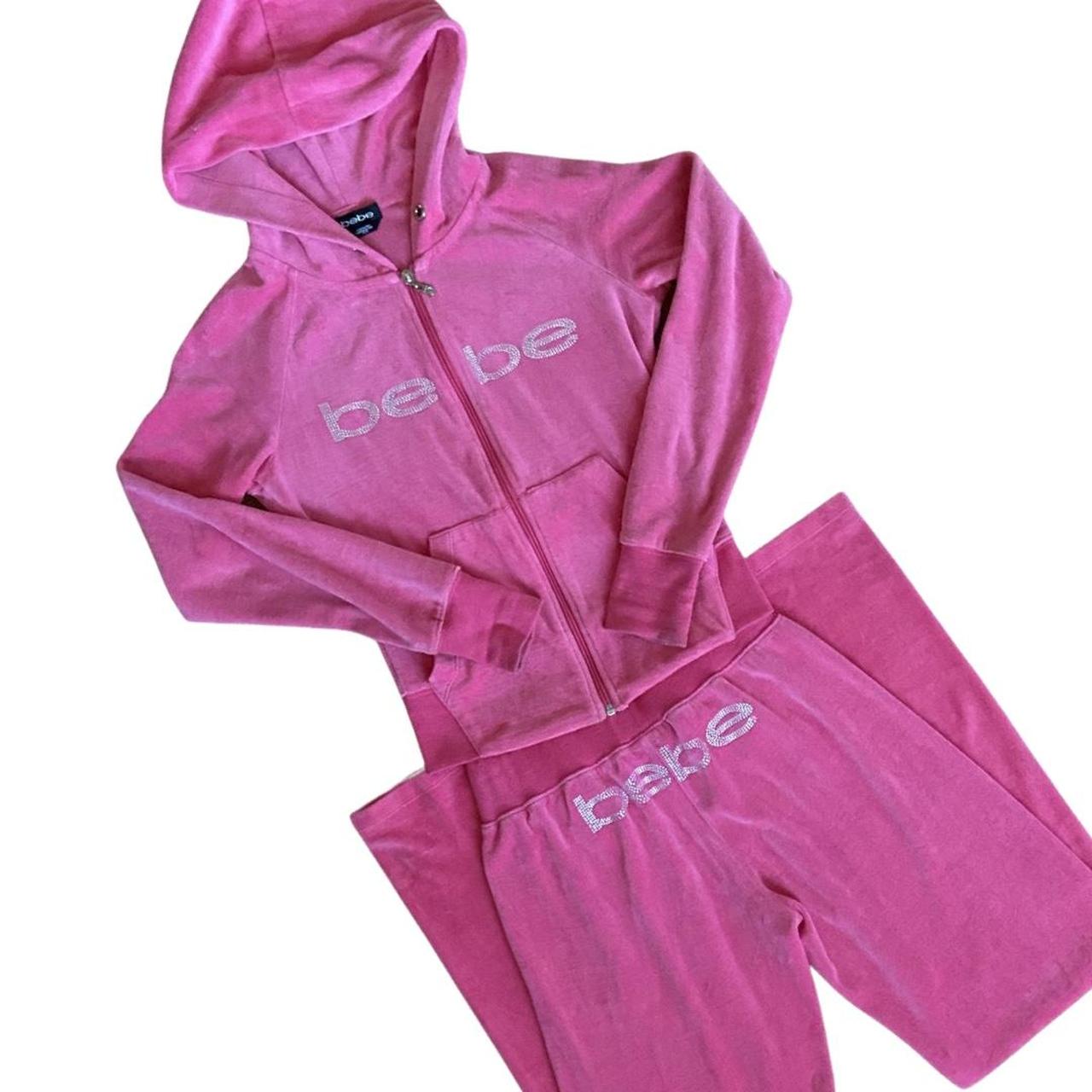 Bebe Women's Pink and Silver Joggers-tracksuits | Depop