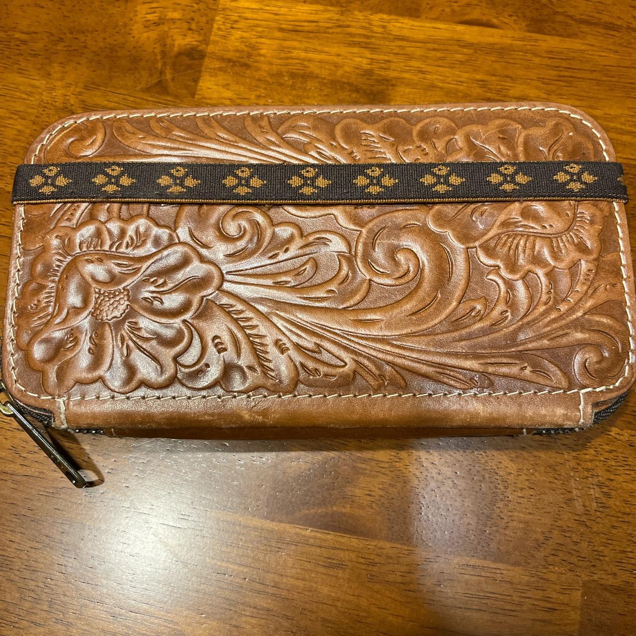 Patricia Nash wallet beautiful carving designed has... - Depop