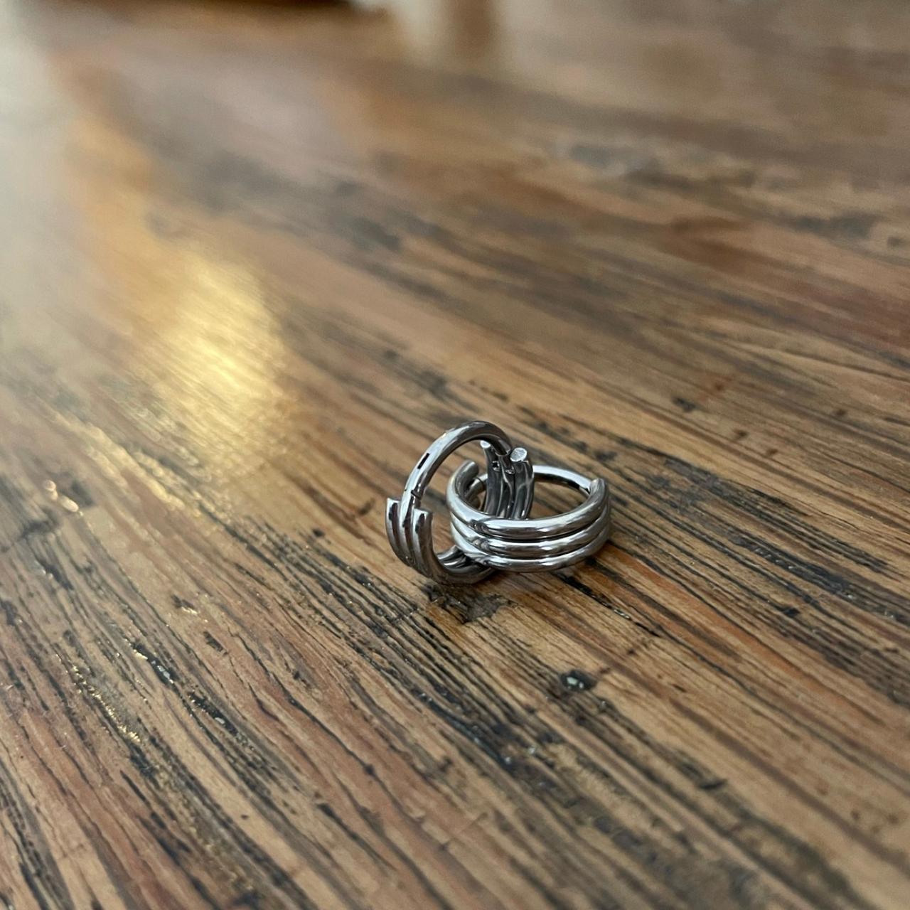 Silver Triple Stacked Hinged Segment Clicker... - Depop