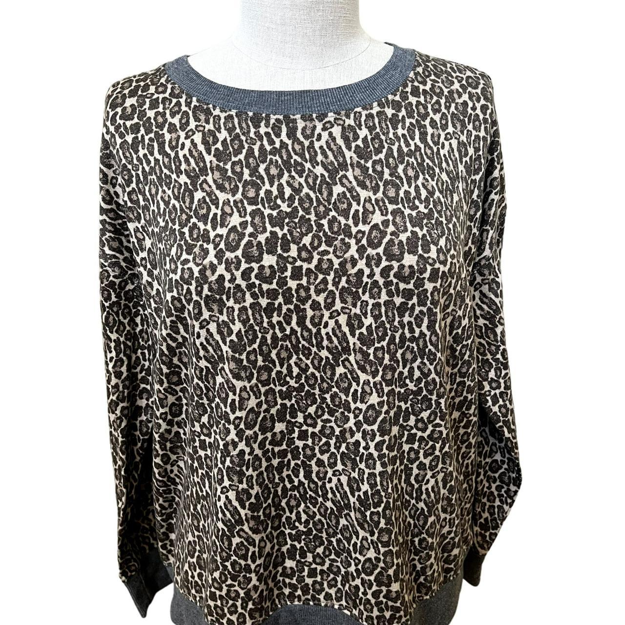 Splendid women's leopard print long sleeve sweater.... - Depop