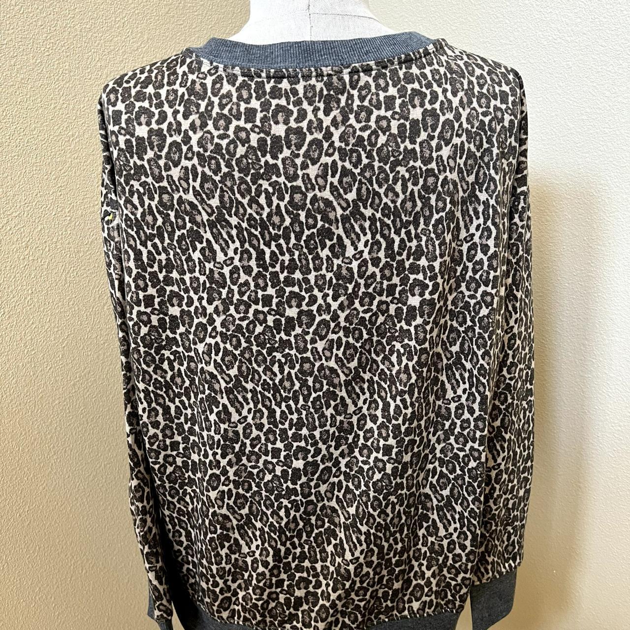 Splendid women's leopard print long sleeve sweater.... - Depop