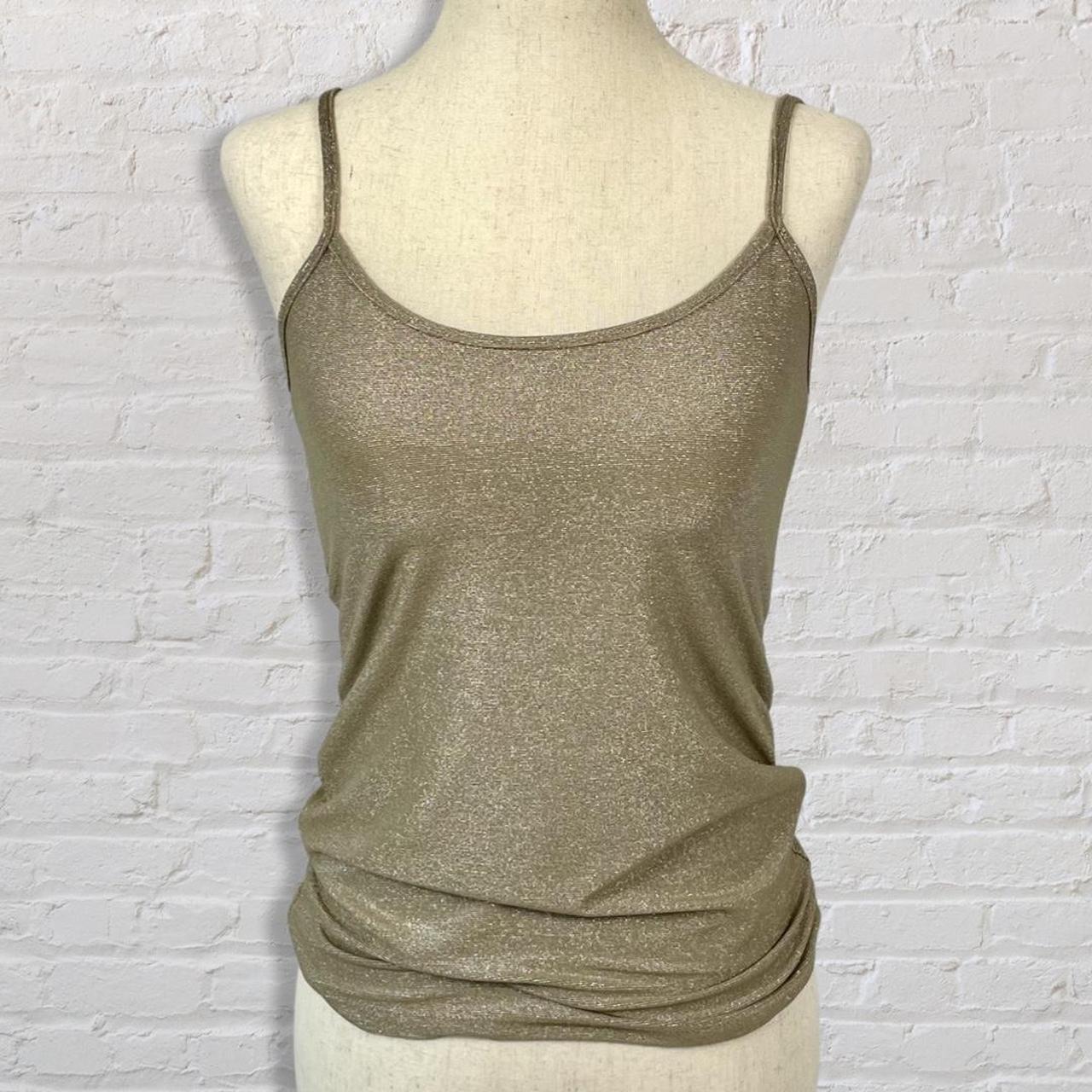 Shimmery Gold Cami/Tank by Boutique Essentials -... - Depop