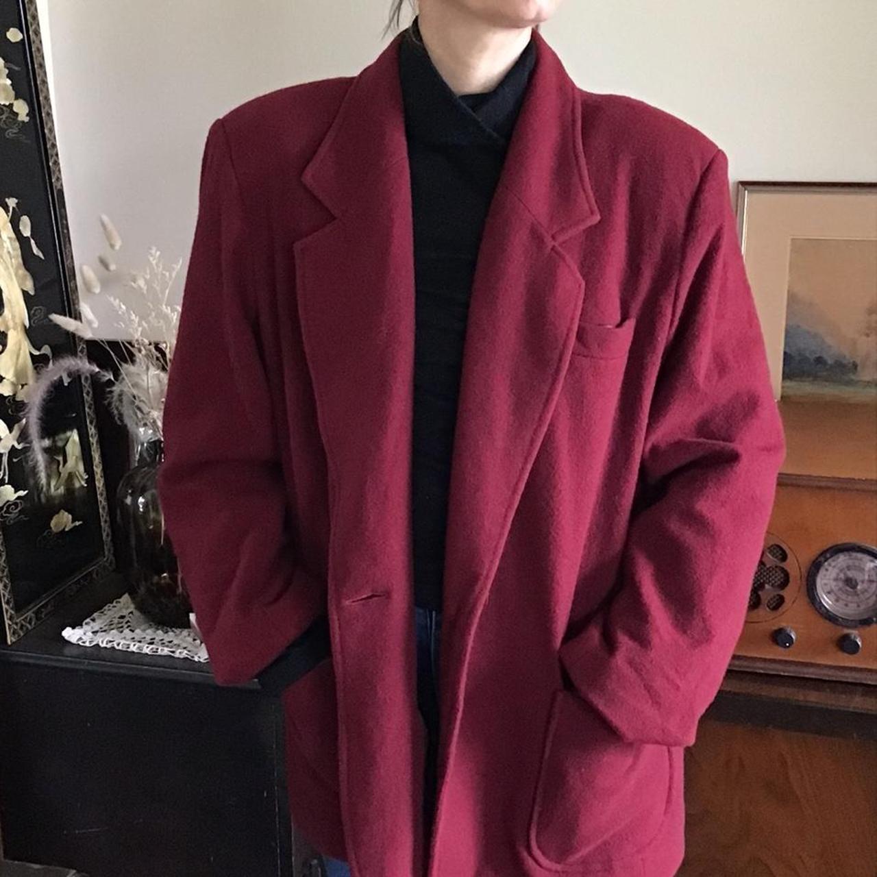 ⭐️Vintage wine red wool (80%) coat by skirtmaster,... - Depop
