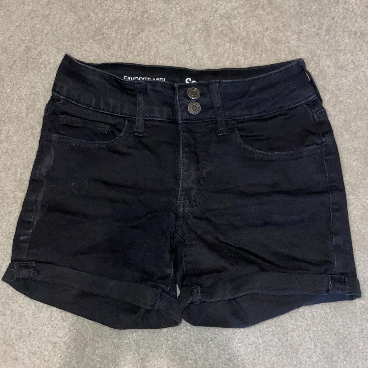 SIMPLE BLACK DENIM SHORTS!! These midi shorts are... - Depop