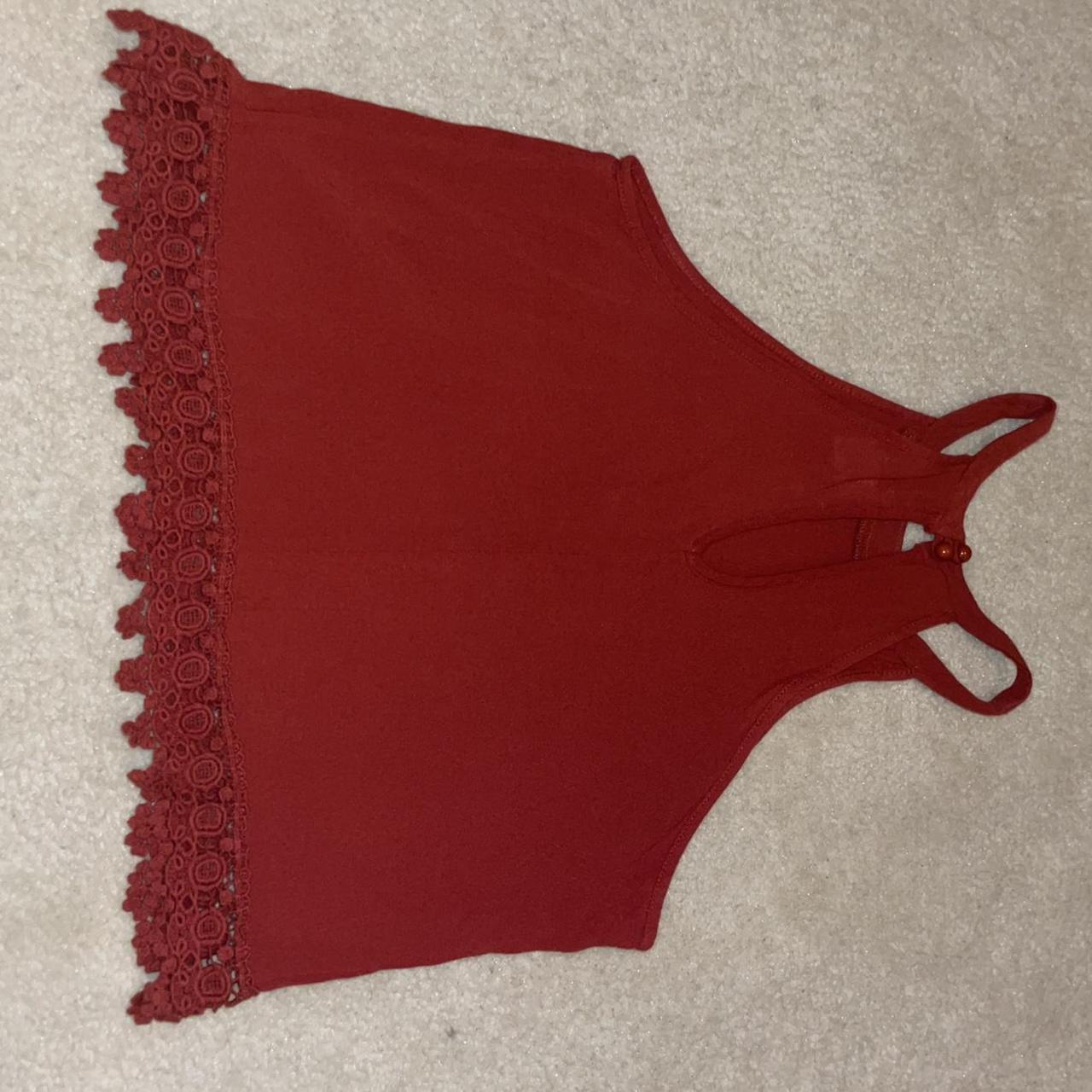 SUPER CUTE RED HALTER TOP WITH CROCHET DETAIL!! This... - Depop