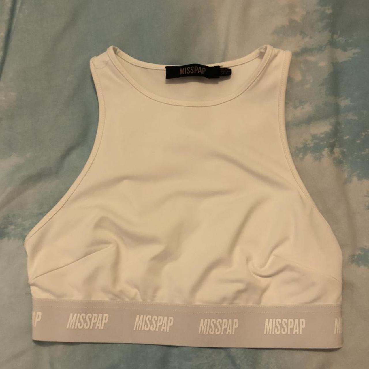 Misspap high neck racer vest with logo band on the... - Depop