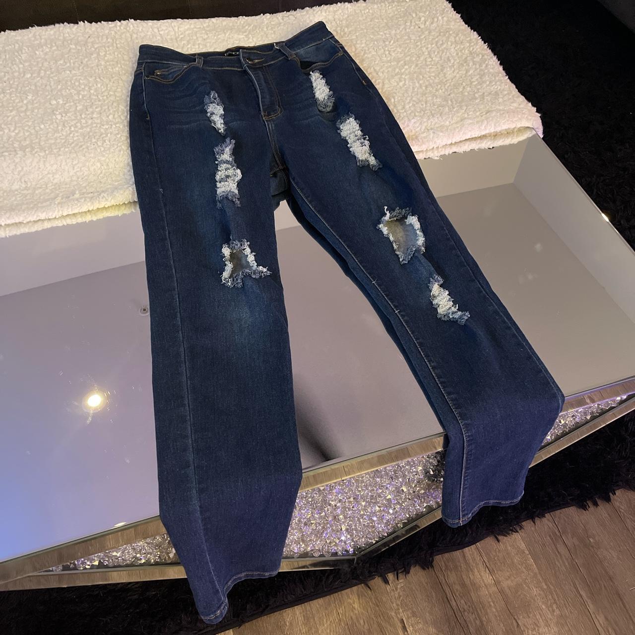 Fashion Nova Ripped Skinny Jeans 13/14 same day... - Depop