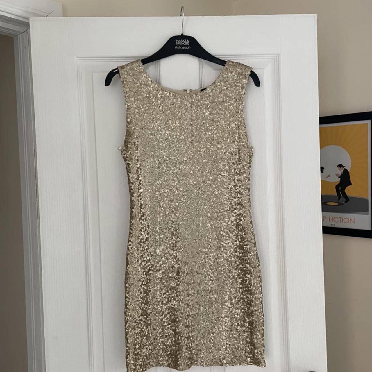 Size 10 Gold Sequin Mini Dress Very Short Depop