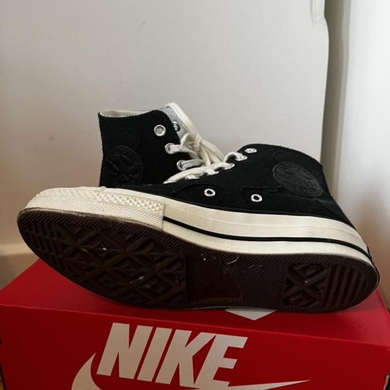 Chuck Taylor converse Material detail Scuffed with... - Depop