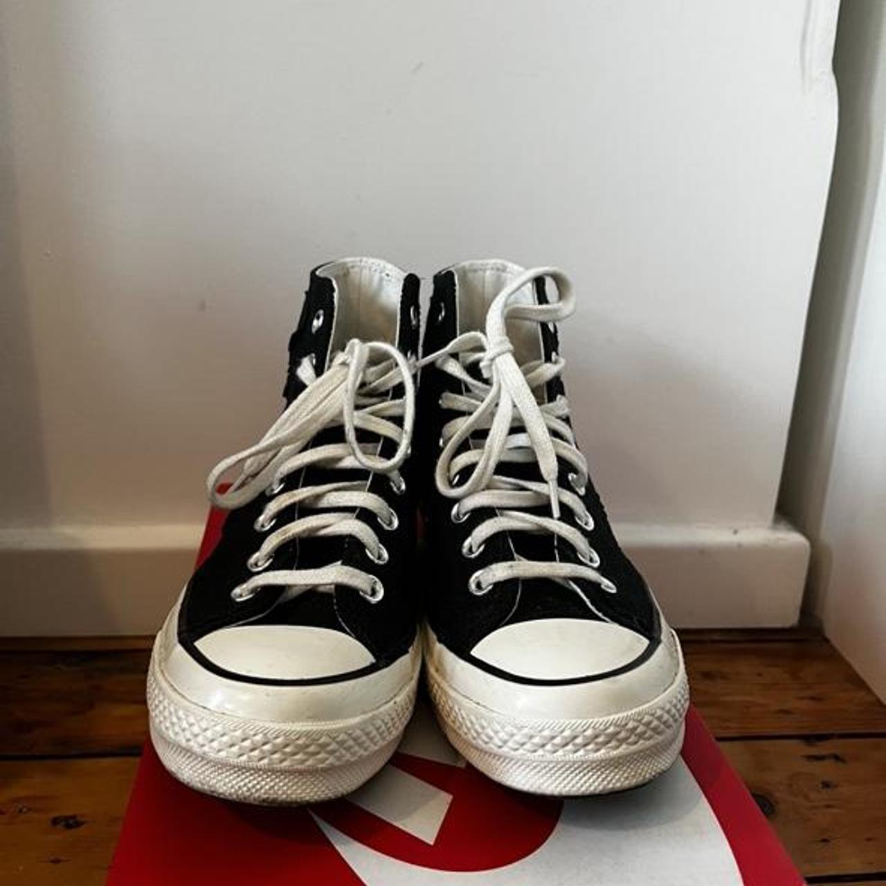 Chuck Taylor converse Material detail Scuffed with... - Depop