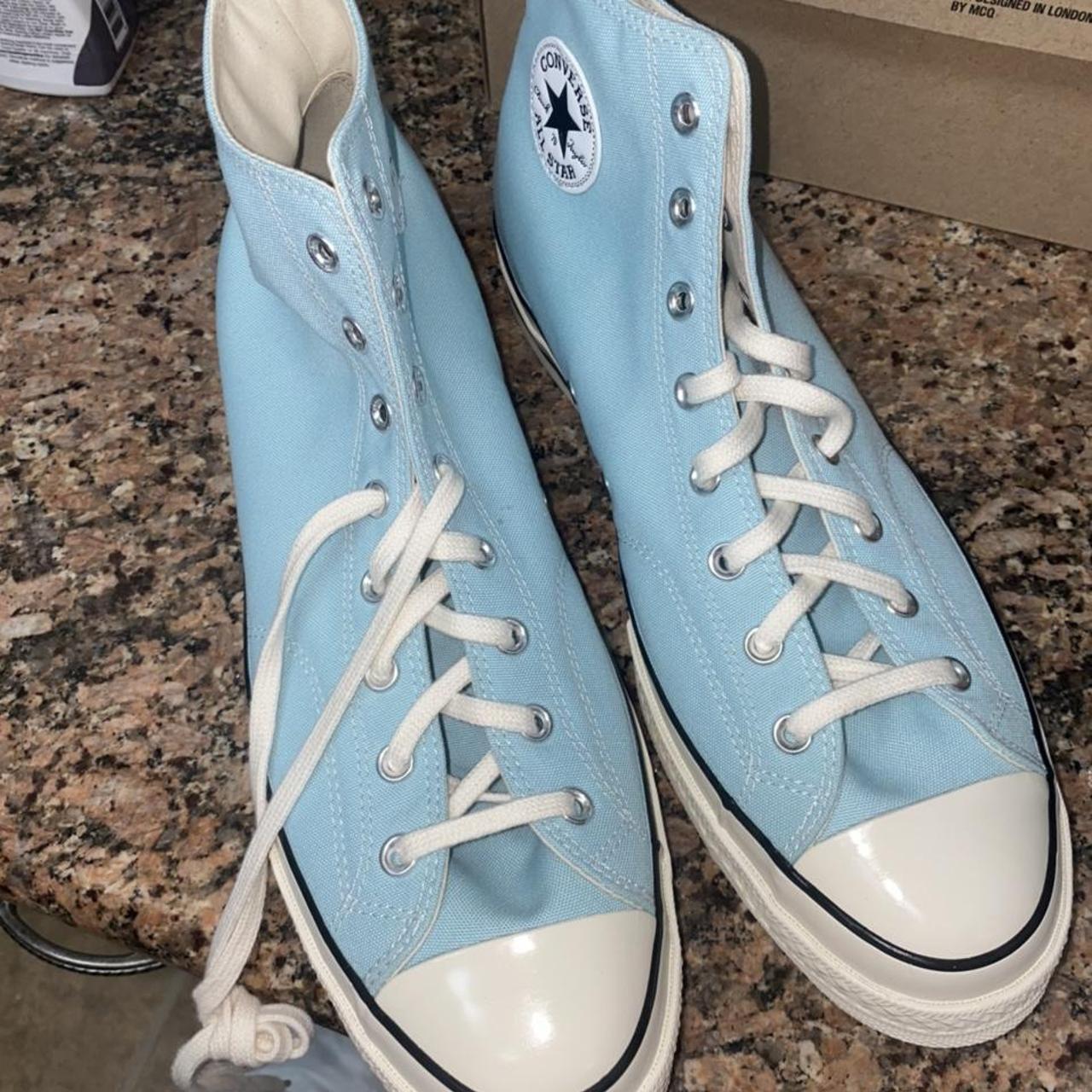 Baby blue converse (never worn) - Depop