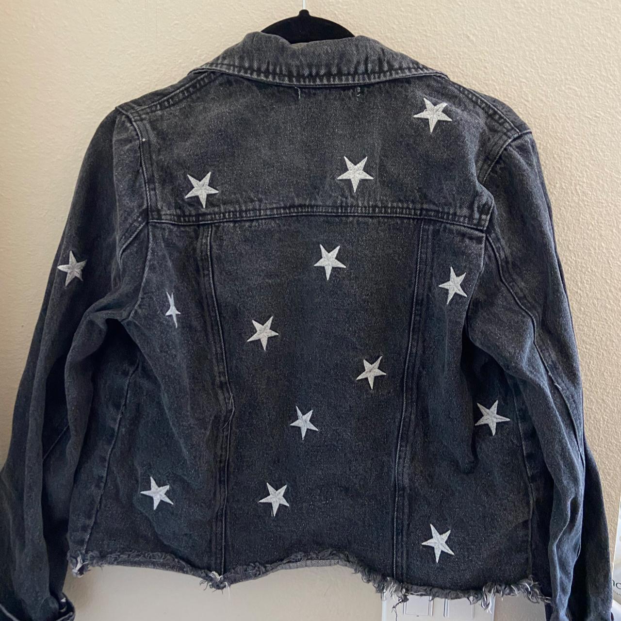 Black Denim Star Jacket frayed seams at the... - Depop