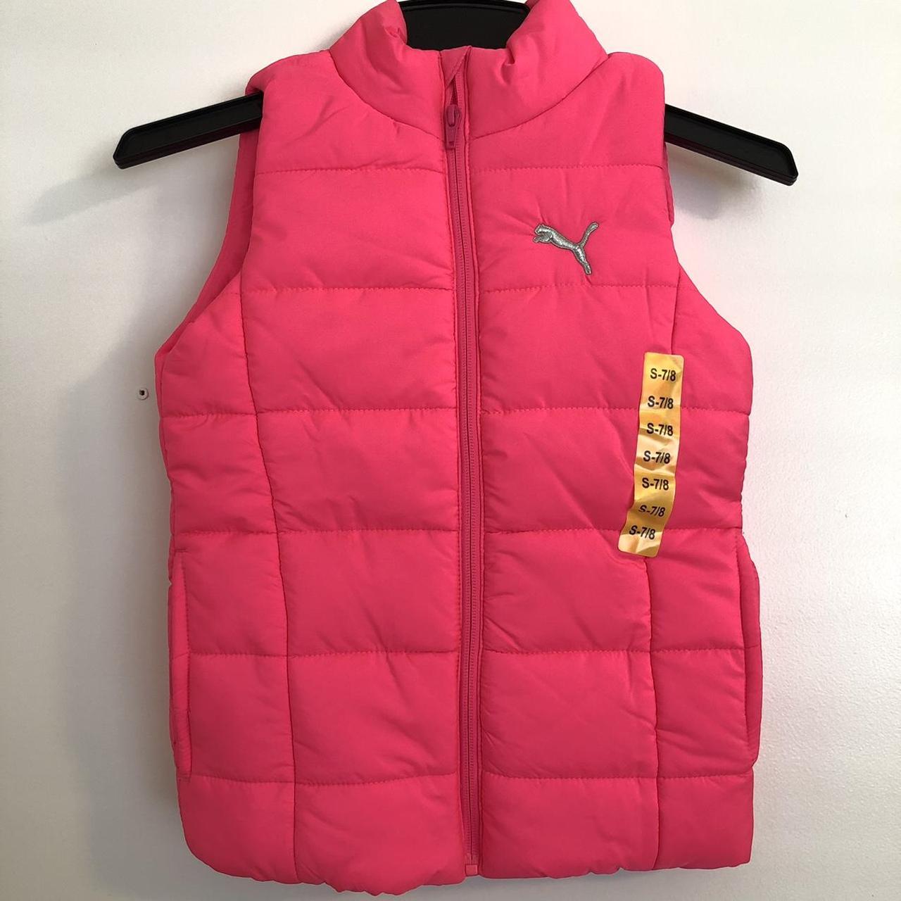 Puma Girl's Puffer Vest Hot Pink Size S ( 7-8 ).... - Depop