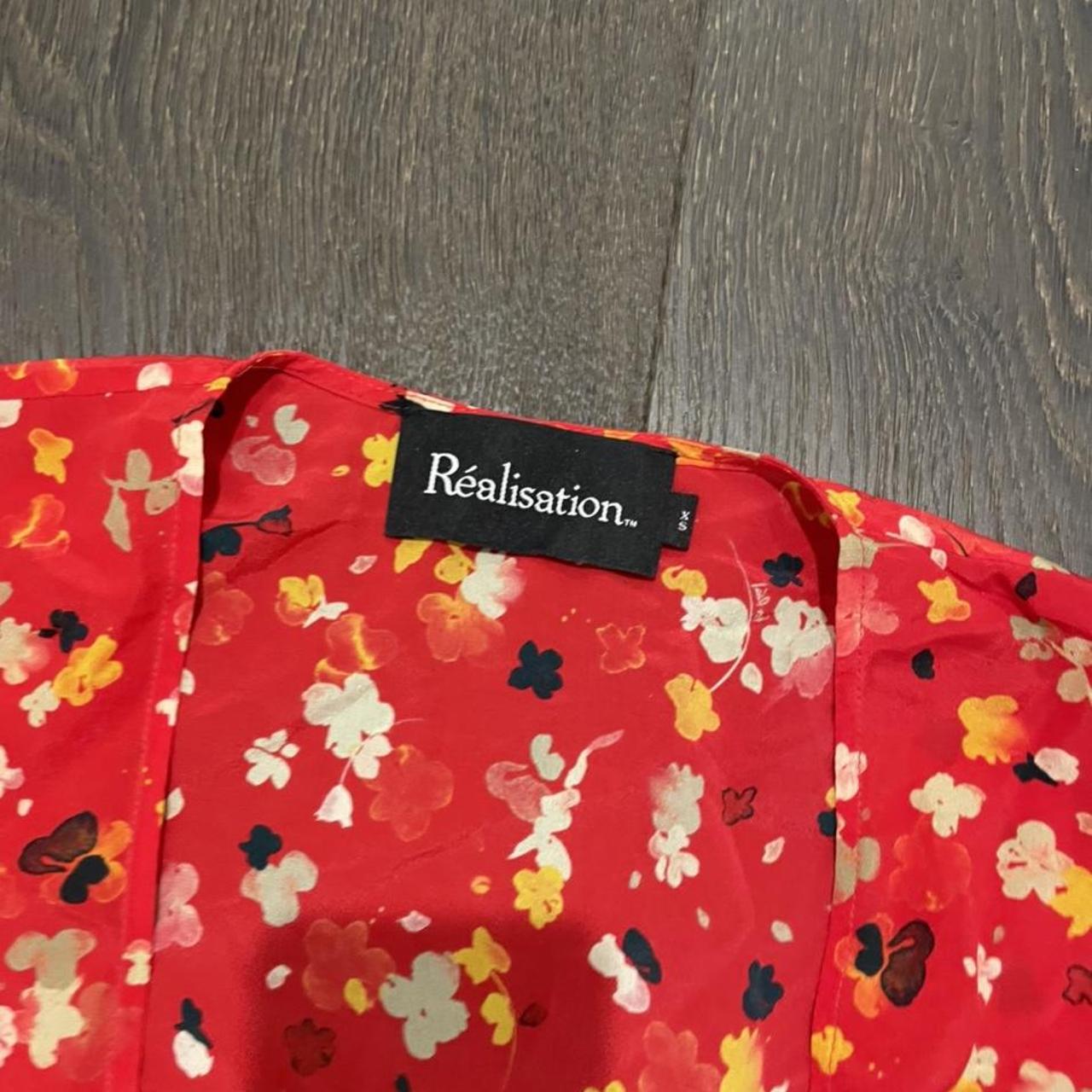 Realisation par teale rouge fleur dress Xs... - Depop