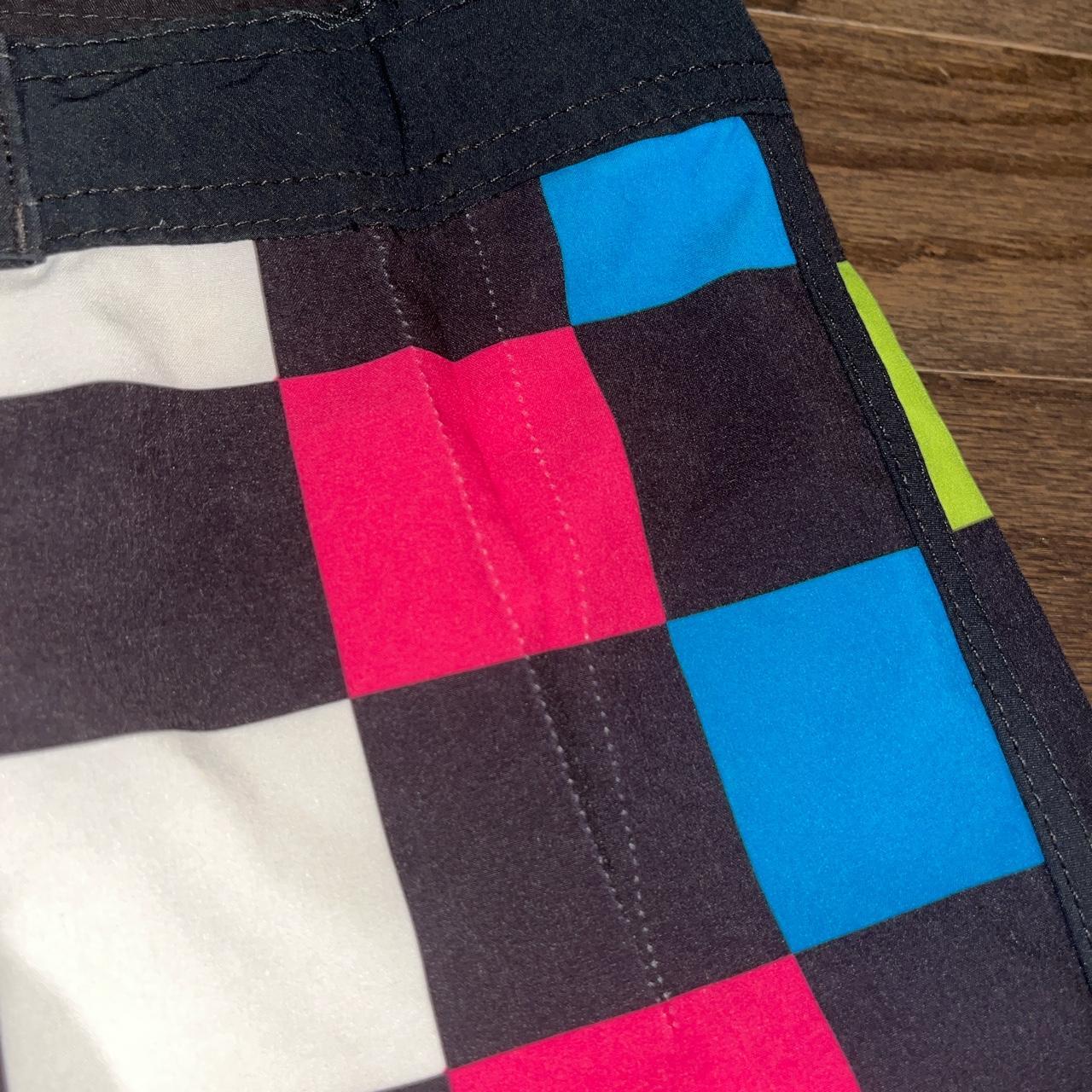 Quicksilver checker boardshorts. Velcro tab and tie... - Depop