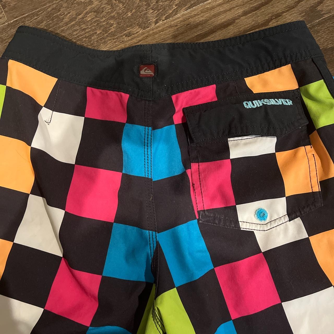 Quicksilver checker boardshorts. Velcro tab and tie... - Depop