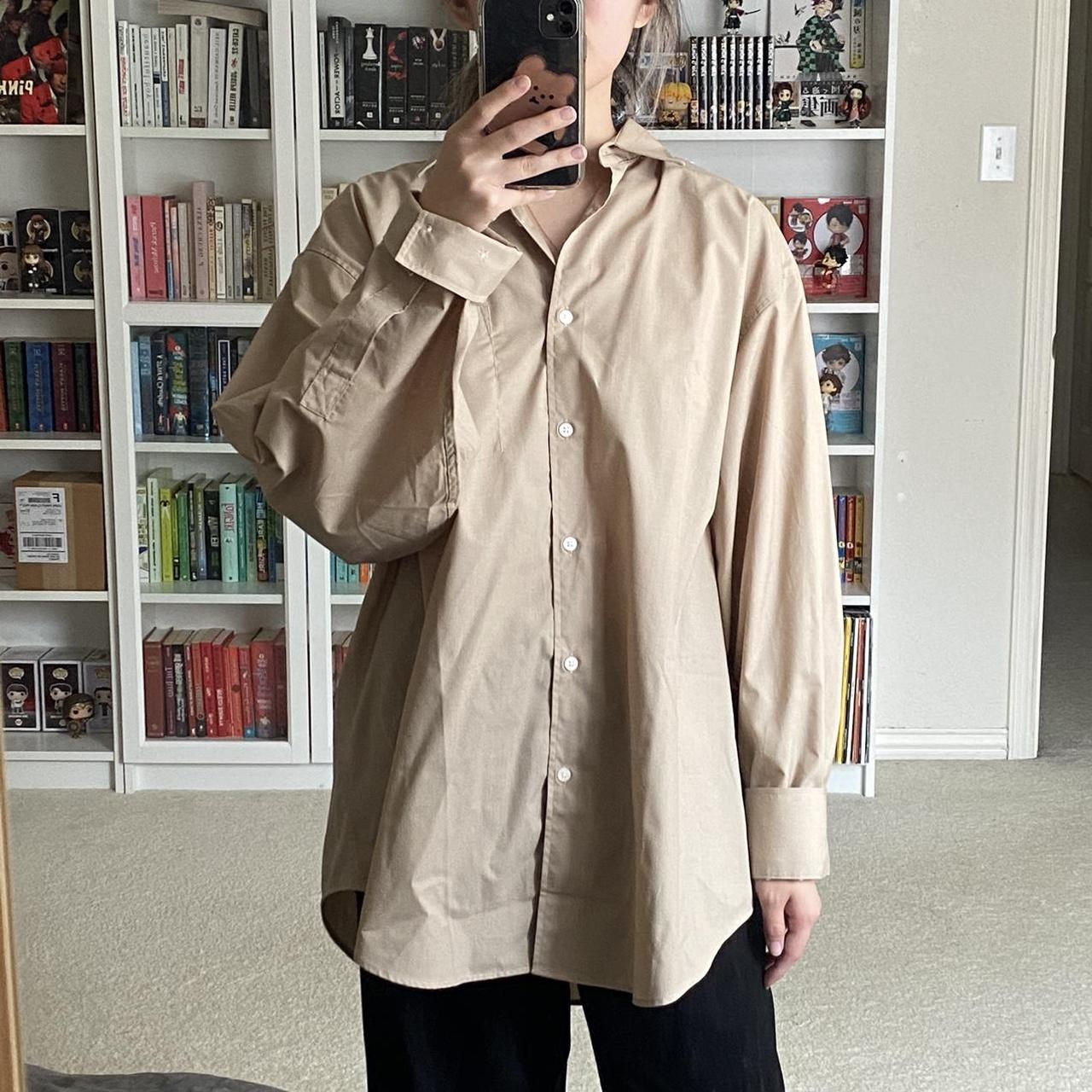 Beige oversized button up From ASOS. Never worn... - Depop