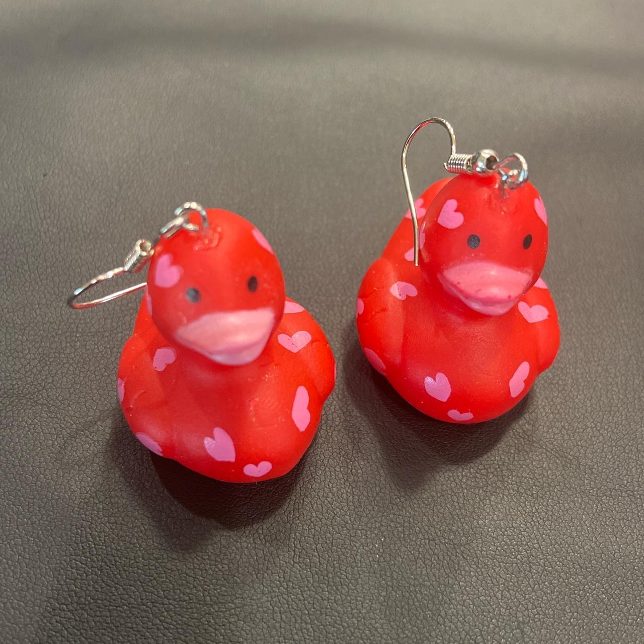 Adorable handmade rubber ducky with hearts... - Depop