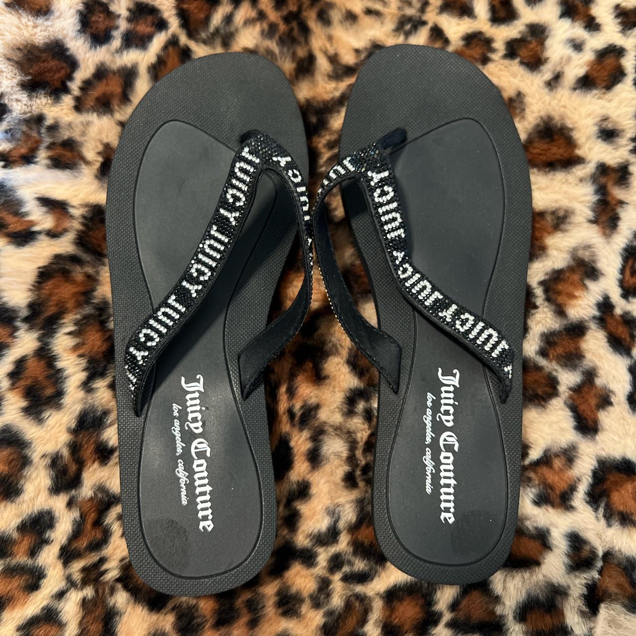 Juicy couture bedazzled “juicy” flip flops. Never... - Depop