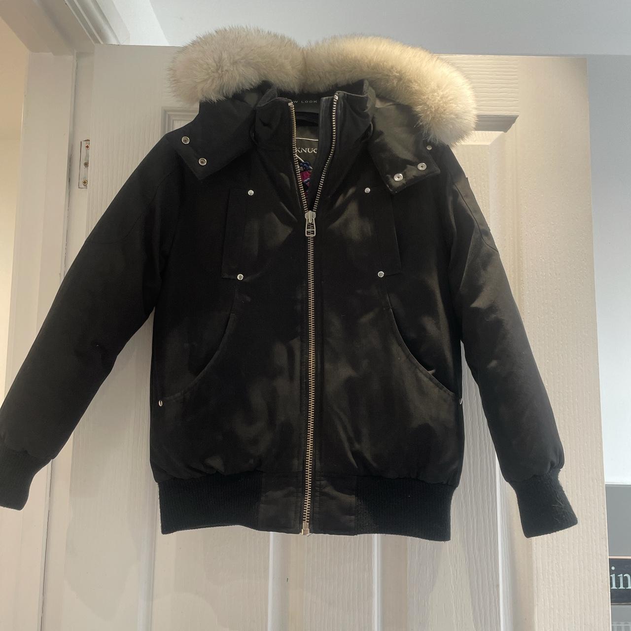 Genuine girls black moose knuckles bomber coat worn... - Depop